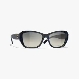 Chanel Butterfly Sunglasses Metal & Pearls Blue