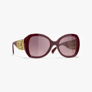 Chanel Butterfly Sunglasses Metal & Pearls Brown & Red