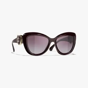 Chanel Butterfly Sunglasses Metal & Pearls Burgundy