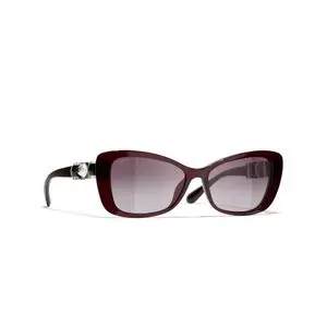 Chanel Butterfly Sunglasses Metal & Pearls Dark Red