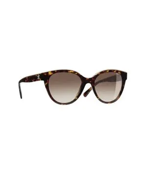 Chanel Butterfly Sunglasses Metal & Pearls - Dark Tortoise & Beige