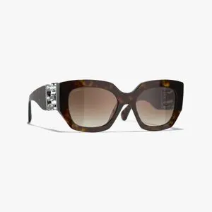 Chanel Butterfly Sunglasses Metal & Pearls Dark Tortoise