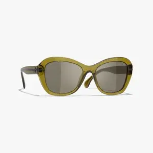 Chanel Butterfly Sunglasses Metal & Pearls Khaki