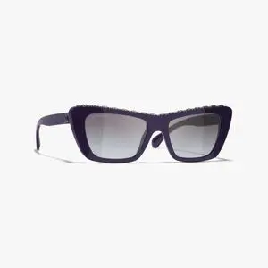 Chanel Butterfly Sunglasses Metal & Pearls Purple