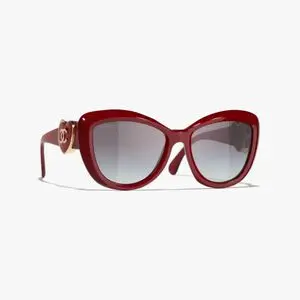 Chanel Butterfly Sunglasses Metal & Pearls Red