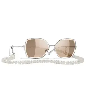 Chanel Butterfly Sunglasses Metal & Pearls Silver