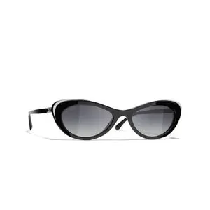 Chanel Cat Eye Sunglasses Black & Silver