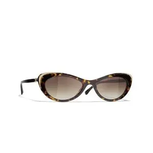 Chanel Cat Eye Sunglasses Dark Tortoise & Gold