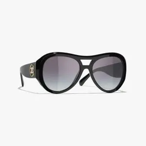 Chanel Chanel Pilot Sunglasses Black & Gold