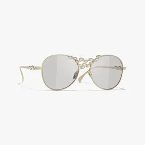Chanel Chanel Pilot Sunglasses Gold Beige