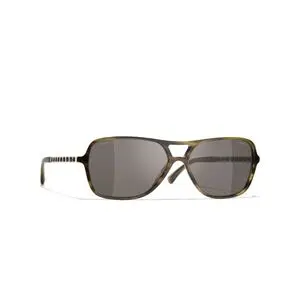 Chanel Chanel Pilot Sunglasses Green Tortoise