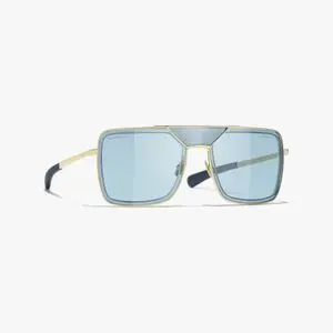 Chanel Chanel Pilot Sunglasses Light Gold & Light Blue