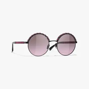Chanel Chanel Round Sunglasses Black & Pink
