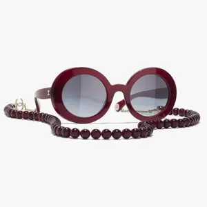 Chanel Chanel Round Sunglasses Burgundy & Gold