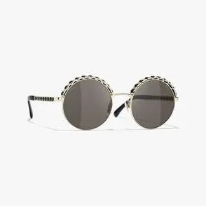 Chanel Chanel Round Sunglasses Dorado Y Negro