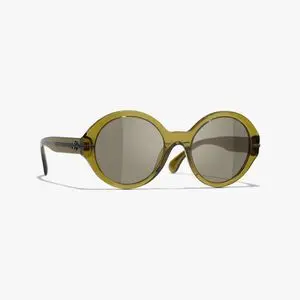 Chanel Chanel Round Sunglasses Khaki