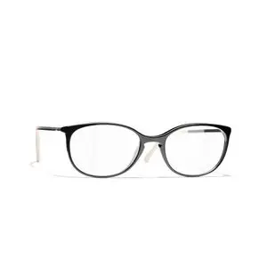Chanel Round Eyeglasses Black & Beige