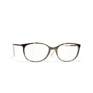 Chanel Round Eyeglasses Dark Tortoise & Beige