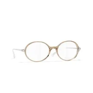 Chanel Round Eyeglasses Transparent Brown