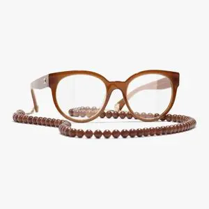 Chanel Butterfly Eyeglasses With Pearls Brown & Gold
