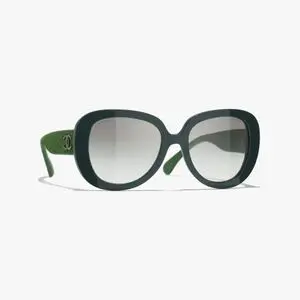 Chanel Chanel Oval Sunglasses Dark Green & Green