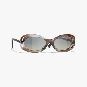 Chanel Chanel Oval Sunglasses Gray Tortoise