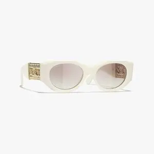 Chanel Chanel Oval Sunglasses Ivory