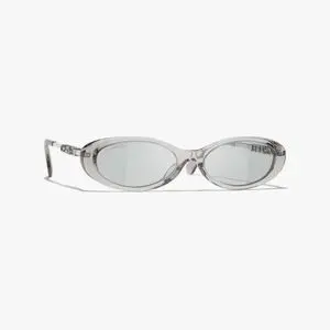 Chanel CHANEL Oval Sunglasses Light Gray