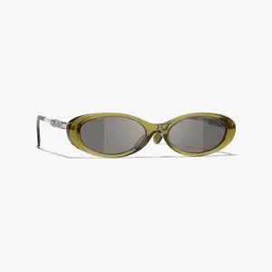 Chanel CHANEL Oval Sunglasses Olive