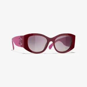 Chanel Chanel Oval Sunglasses Pink & Red