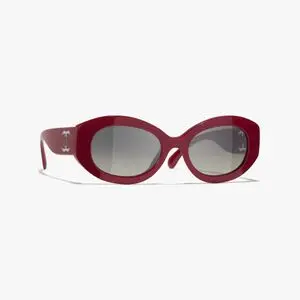 Chanel Oval Sunglasses - Red