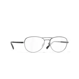 Chanel Pilot Eyeglasses Dark Silver & Dark Blue