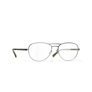 Chanel Pilot Eyeglasses Dark Silver & Khaki
