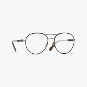 Chanel Pilot Eyeglasses Dark Silver