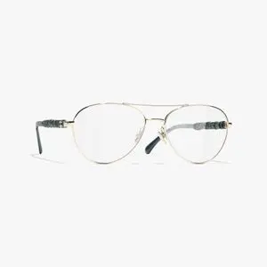 Chanel Pilot Eyeglasses Gold & Green