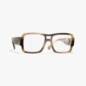 Chanel Pilot Eyeglasses Striped Brown