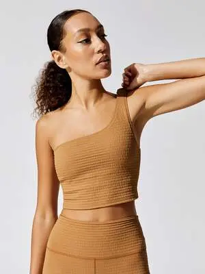 Carbon38 Jacquard One Shoulder Bra Brown Sugar