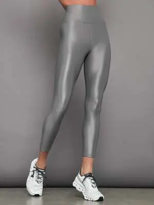 Carbon38 High Rise 7/8 Legging In Takara Shine - Steel Grey