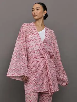 Missoni Long Cover Up - Pink/white Chevron