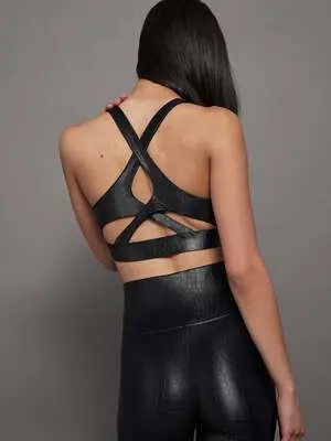 Carbon38 Criss Cross Bra In Crocodile Takara Shine