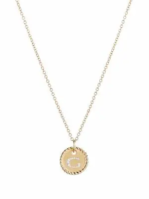 David Yurman 18kt Yellow Initial G Diamond Charm Necklace - Gold