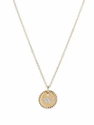 David Yurman 18kt Yellow Initial Diamond Charm Necklace - Gold