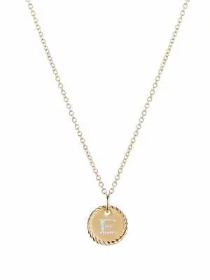 David Yurman 18kt Yellow E Initial Diamond Necklace - Gold