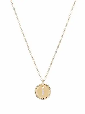 David Yurman 18kt Yellow Diamond Initial Necklace - Gold
