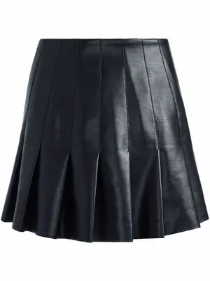 Alice + Olivia Carter Faux Leather Pleated Skirt - Black