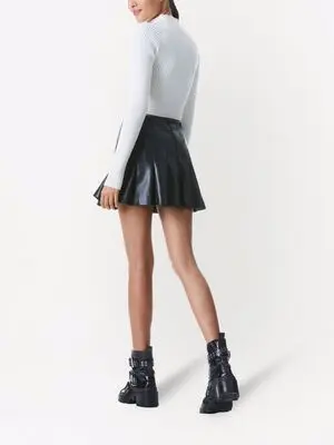 Alice + Olivia Carter Faux Leather Pleated Skirt - Black