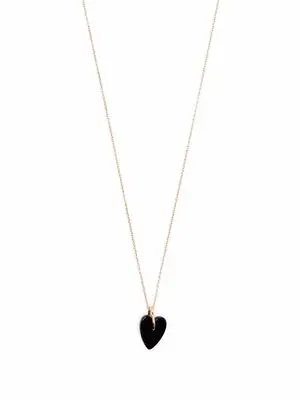 Ginette Ny Angèle Mini Onyx Heart Chain Necklace - Gold