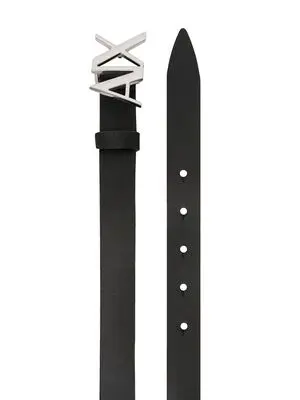 Armani Exchange Logo Buckle Leather Belt - Black