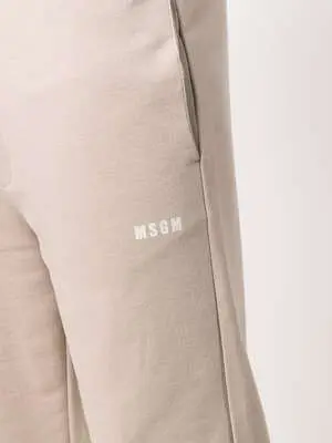 MSGM Logo-print Cotton Track Trousers - Neutrals