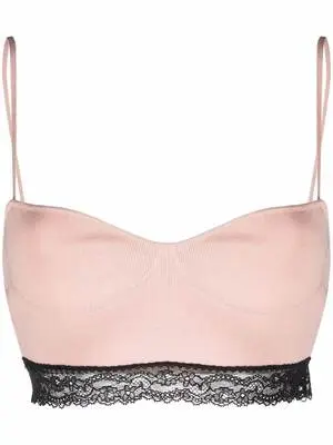 Red Valentino Floral-lace Bandeau Top And Shorts Set - Pink